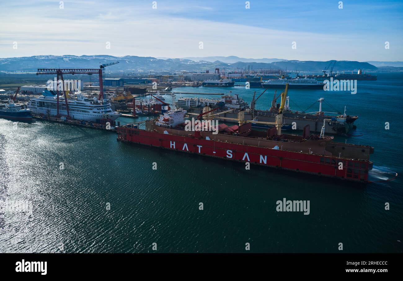 import export dock. cargo ships .beautiful cargo ship parking in port ...