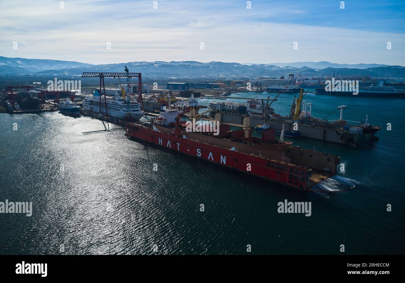 import export dock. cargo ships .beautiful cargo ship parking in port ...
