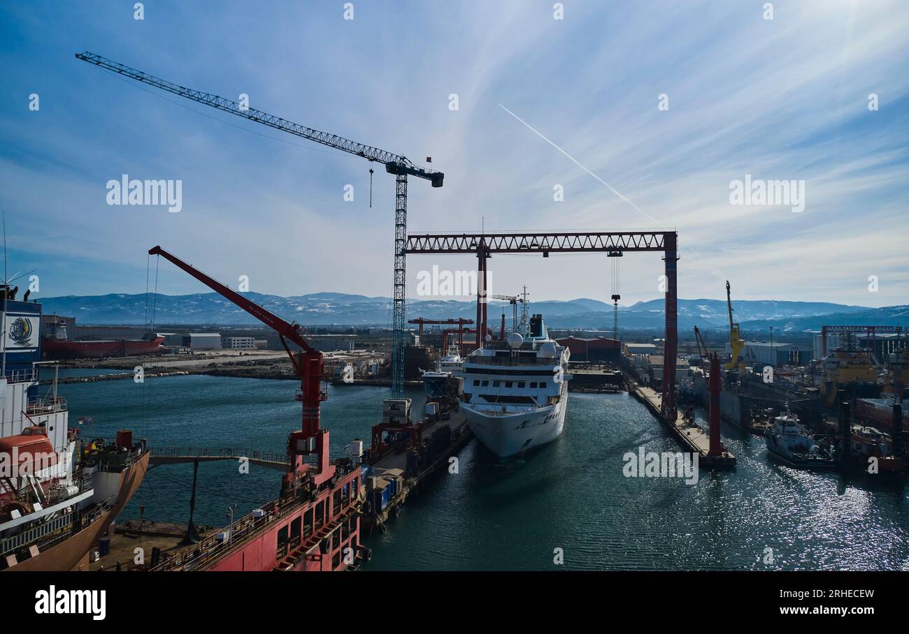 import export dock. cargo ships .beautiful cargo ship parking in port ...