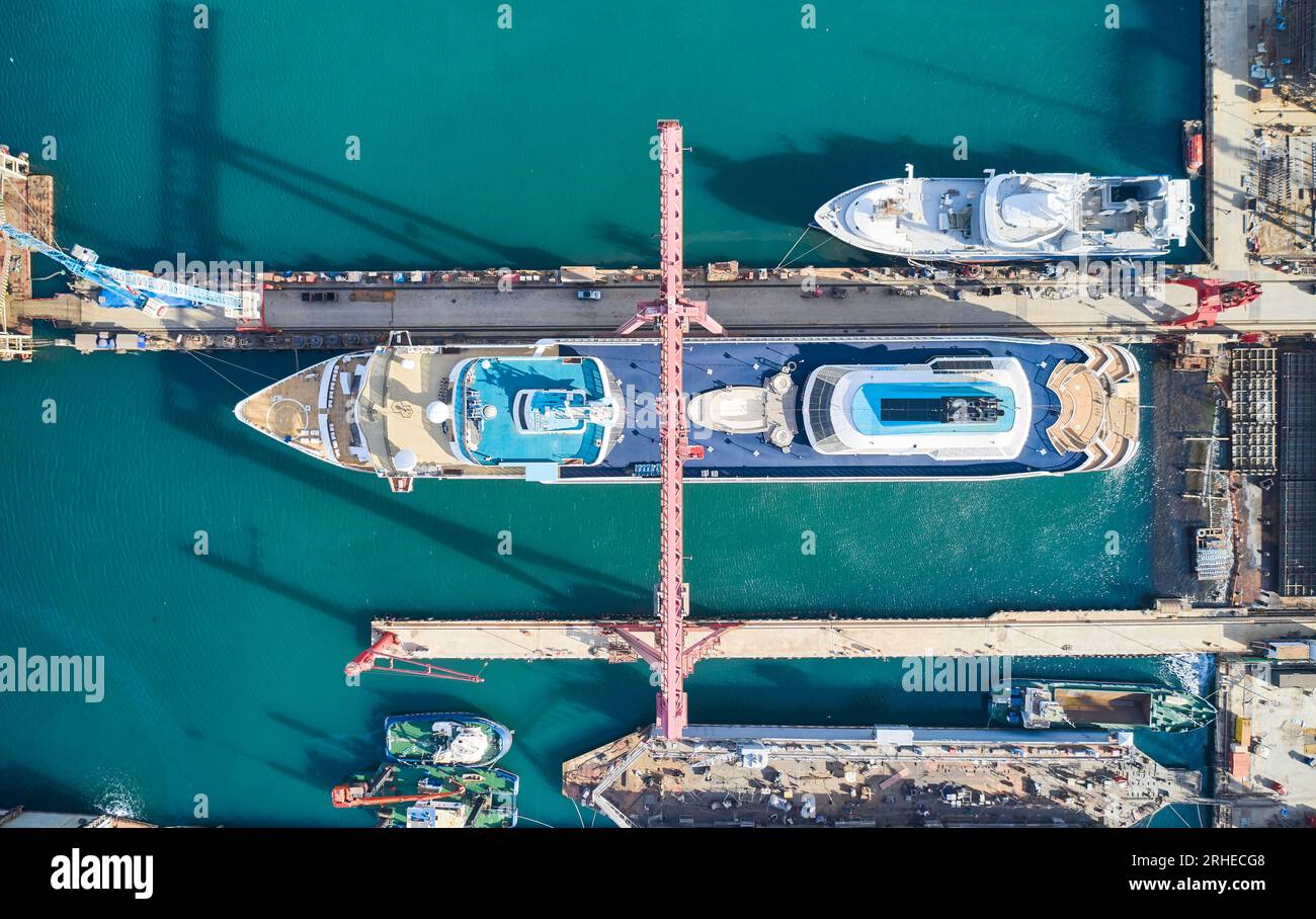 import export dock. cargo ships .beautiful cargo ship parking in port ...