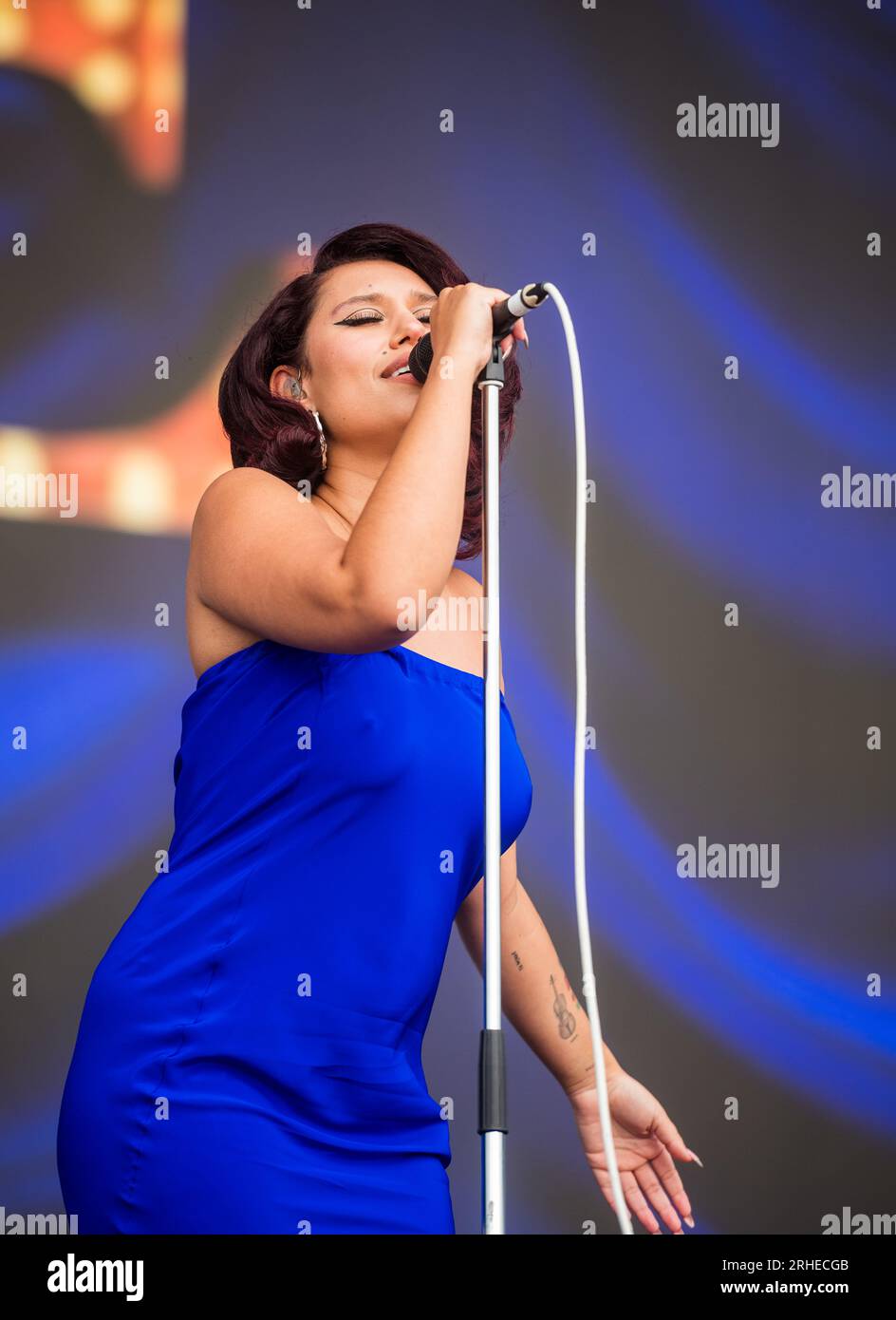 Uk singer and Brit award winner 2024 Raye performing live on the main ...