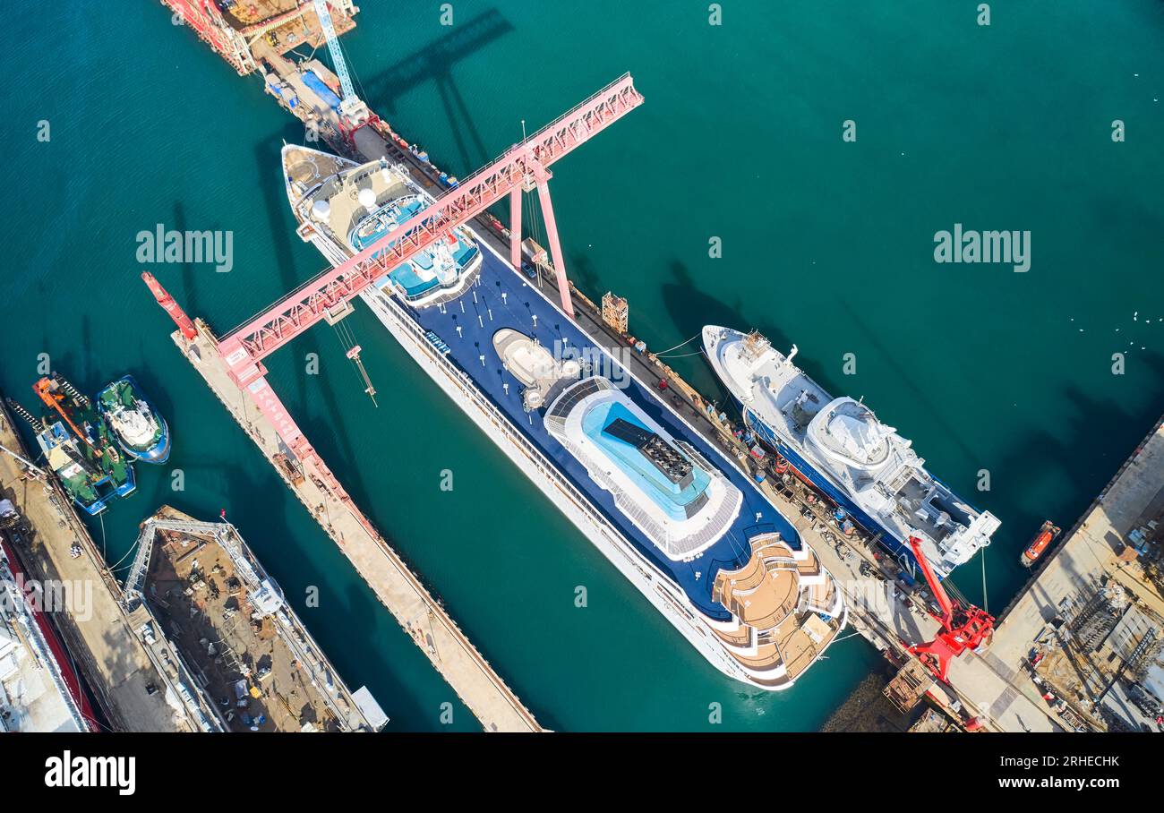import export dock. cargo ships .beautiful cargo ship parking in port ...