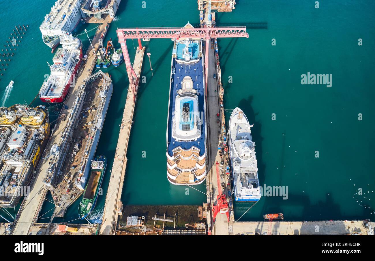 import export dock. cargo ships .beautiful cargo ship parking in port ...