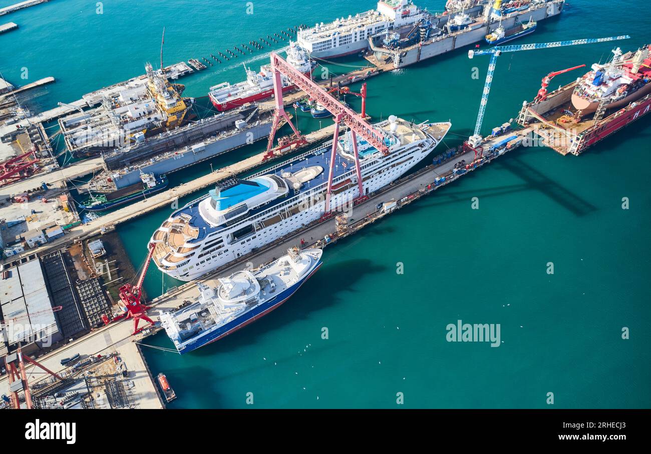 import export dock. cargo ships .beautiful cargo ship parking in port ...