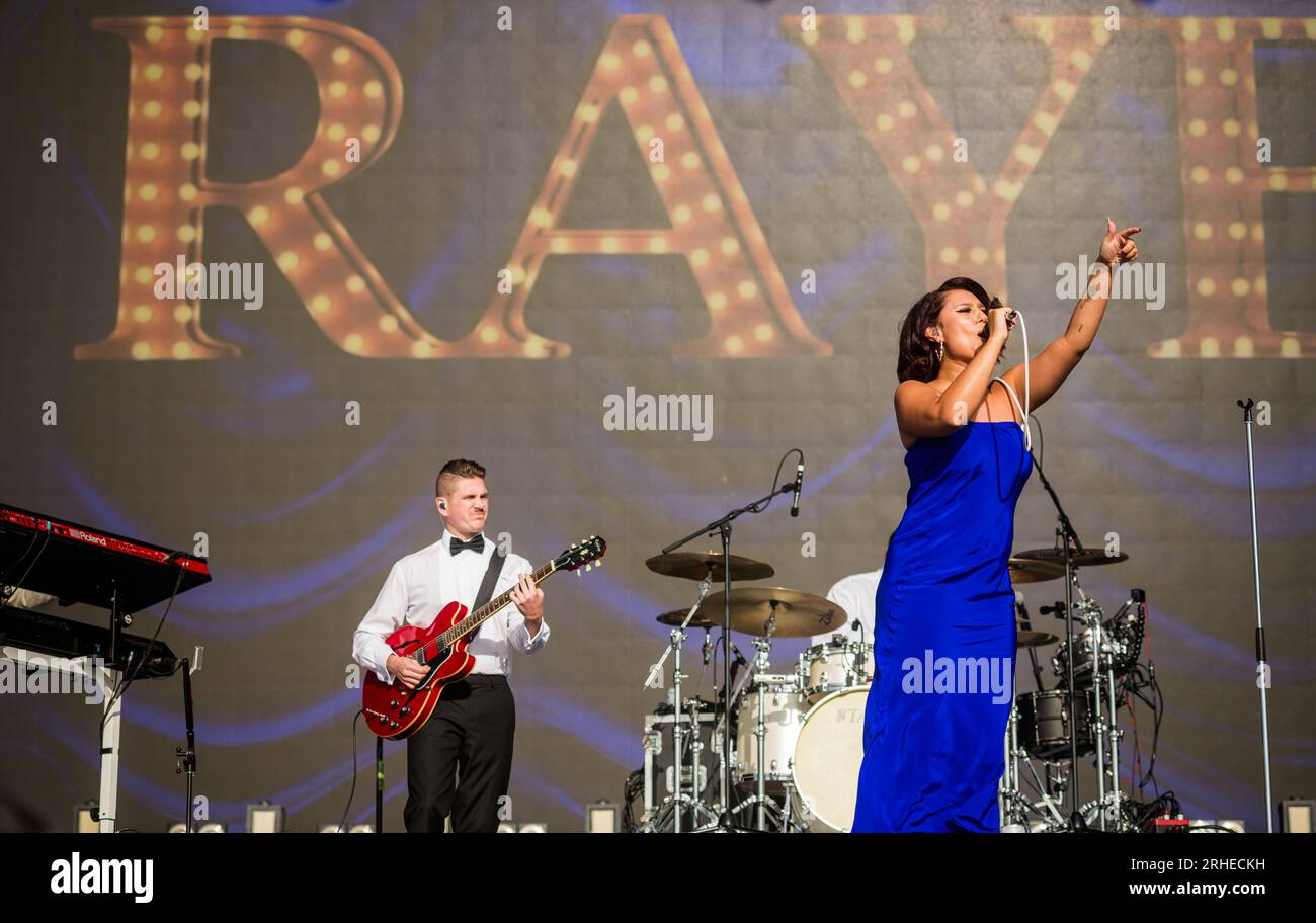 Uk singer and Brit award winner 2024 Raye performing live on the main ...