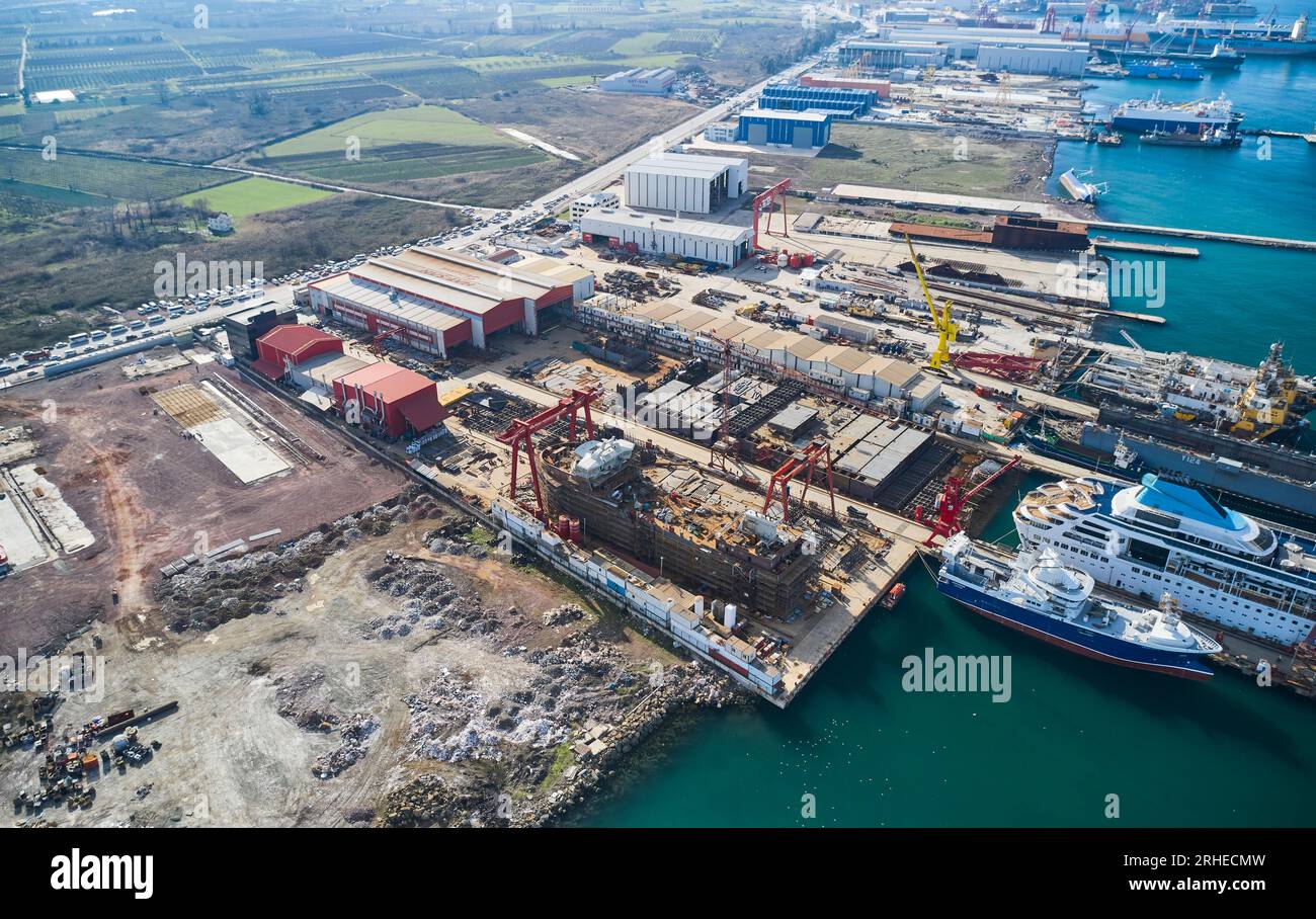 import export dock. cargo ships .beautiful cargo ship parking in port ...