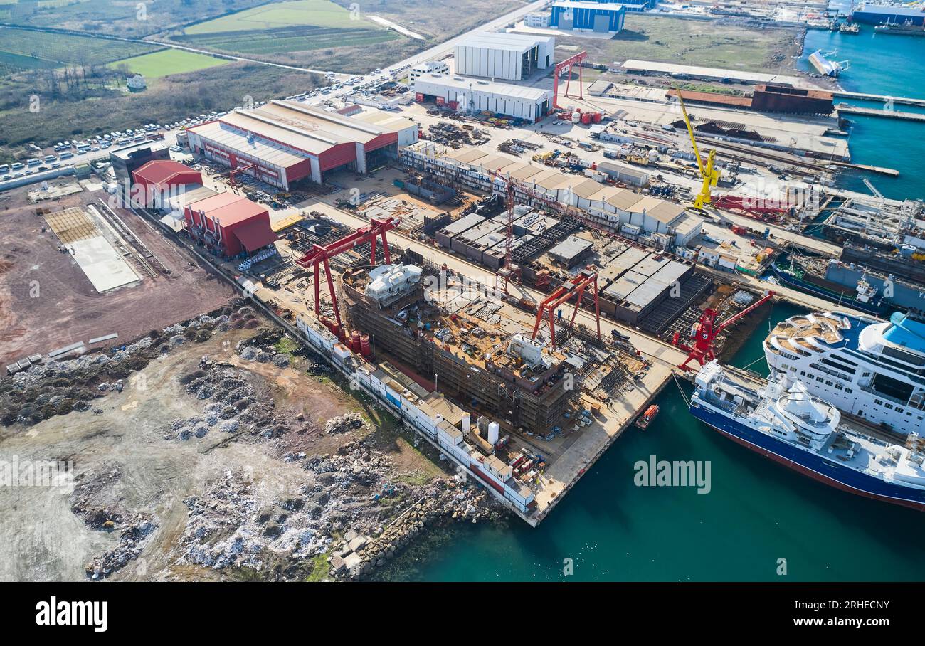 import export dock. cargo ships .beautiful cargo ship parking in port ...