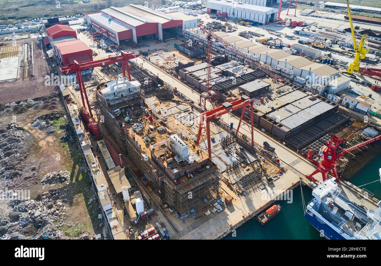 import export dock. cargo ships .beautiful cargo ship parking in port ...