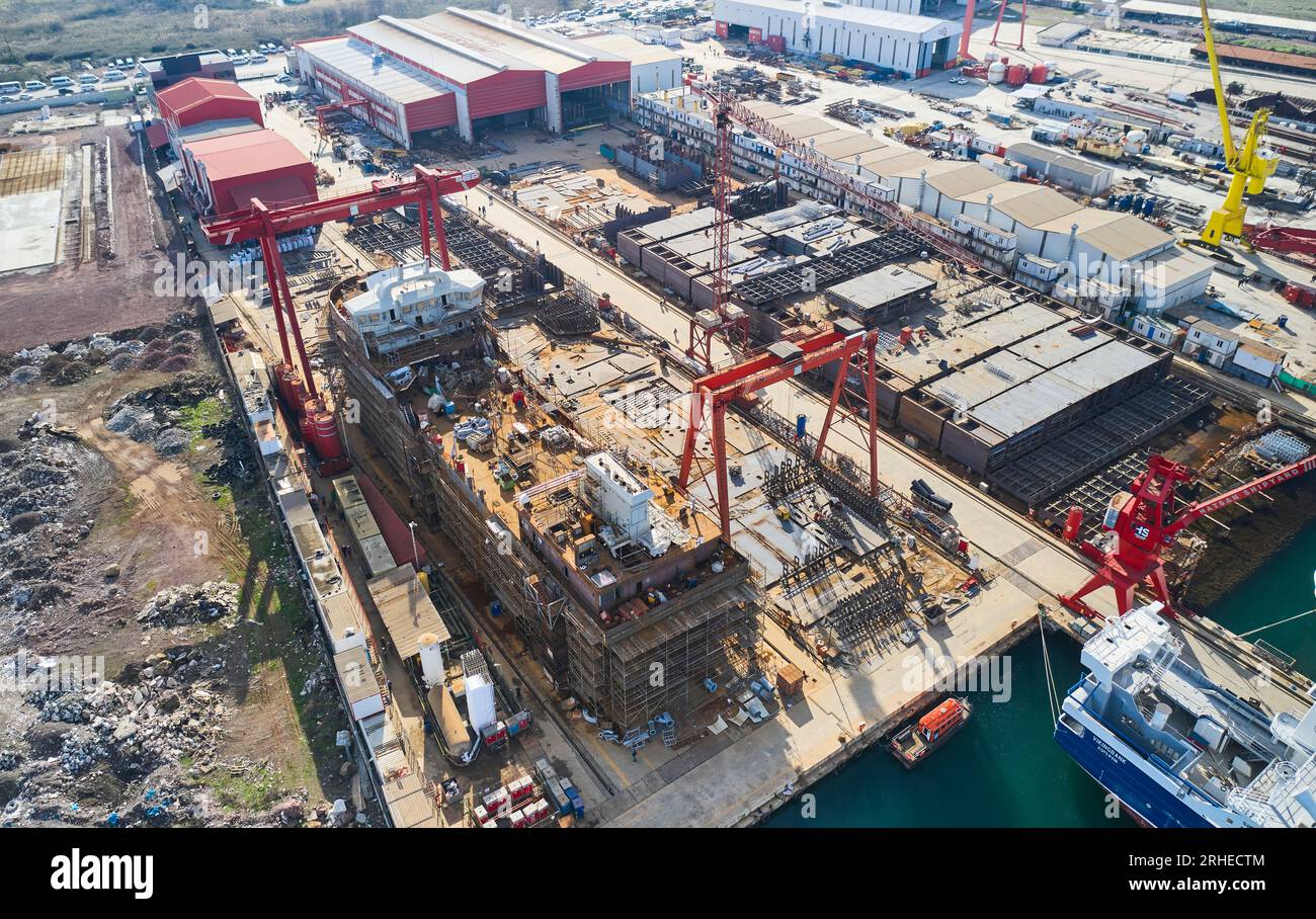 import export dock. cargo ships .beautiful cargo ship parking in port ...