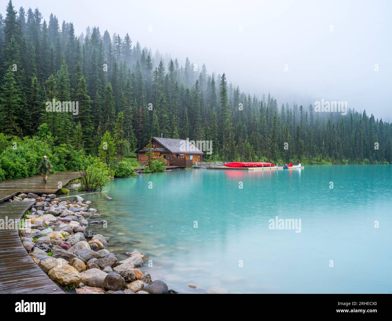 Rain at Lake Louise Beautiful Nature and Tranquility Banff National Park, Canadian Rockies ...