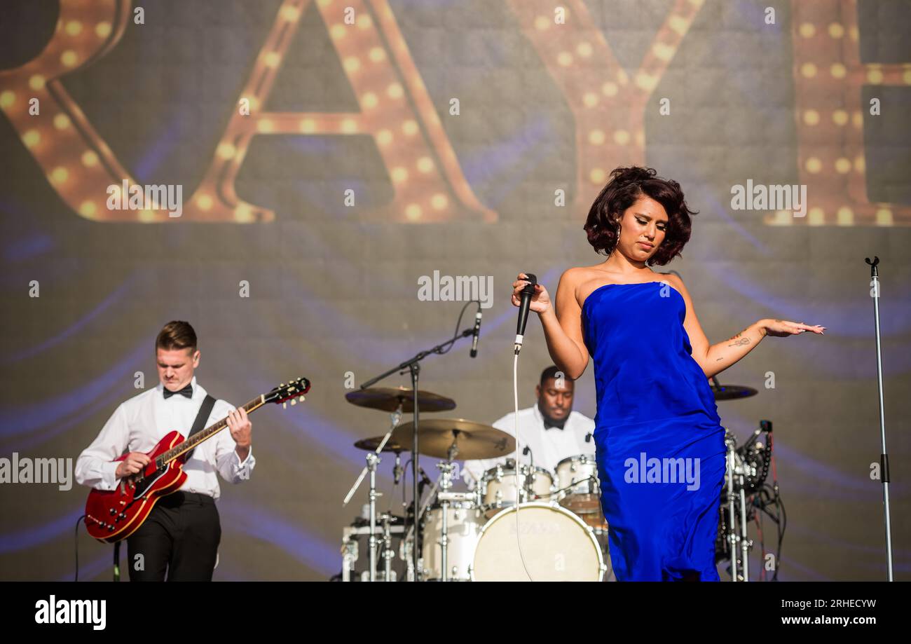 Uk singer and Brit award winner 2024 Raye performing live on the main ...