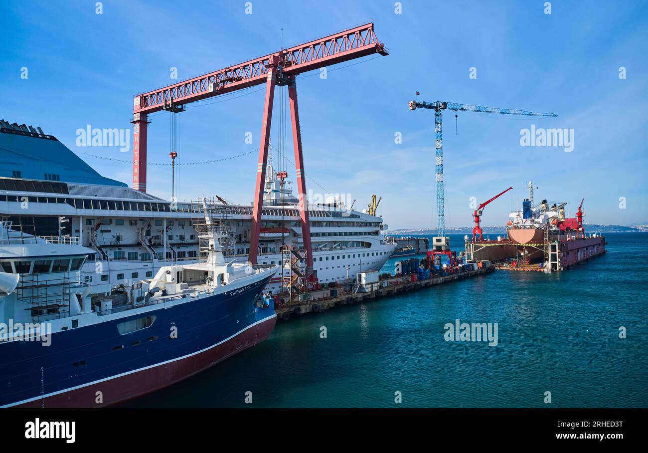 import export dock. cargo ships .beautiful cargo ship parking in port ...