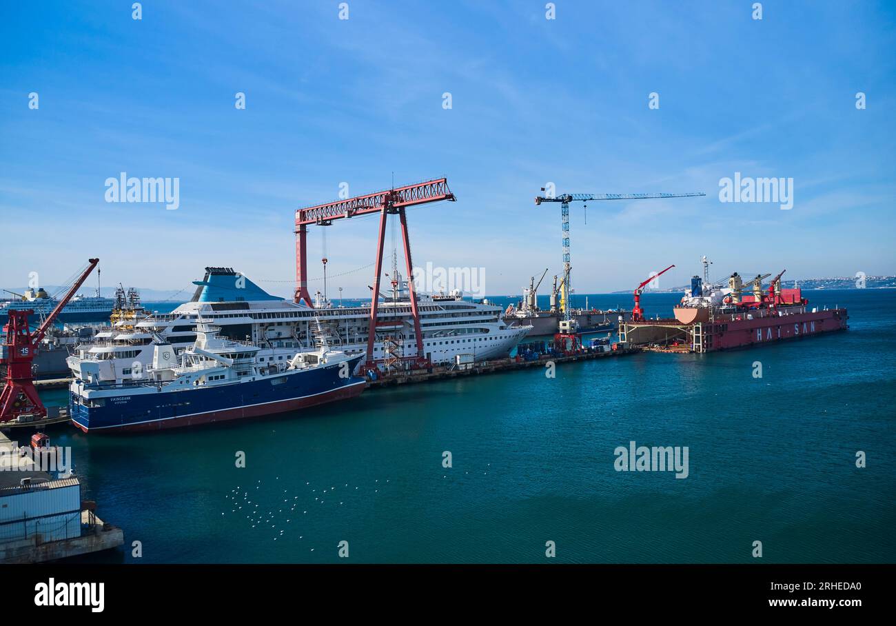 import export dock. cargo ships .beautiful cargo ship parking in port ...