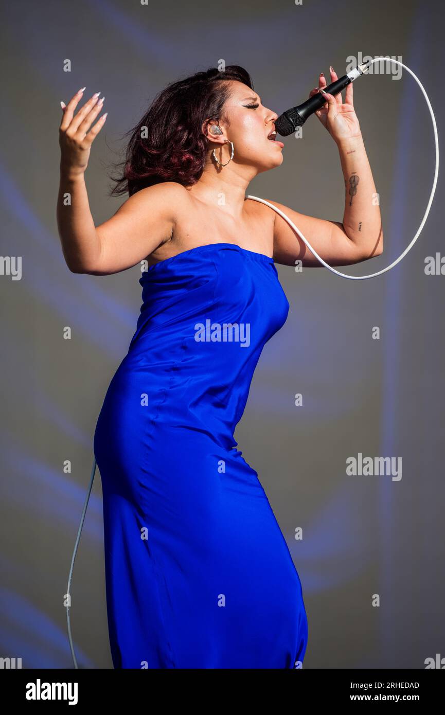 Uk singer and Brit award winner 2024, Raye performing live on the main ...