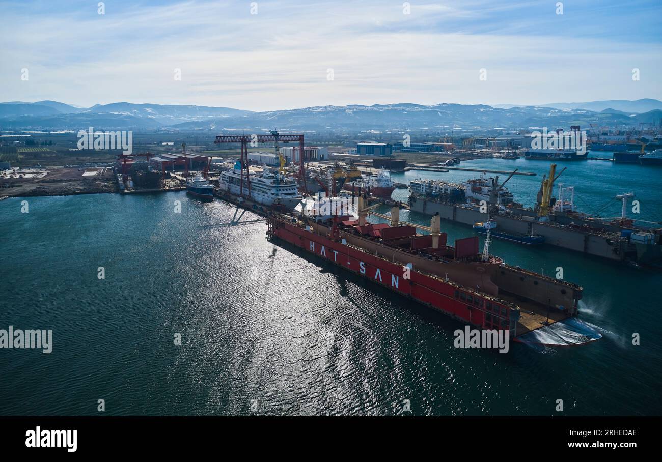 import export dock. cargo ships .beautiful cargo ship parking in port ...