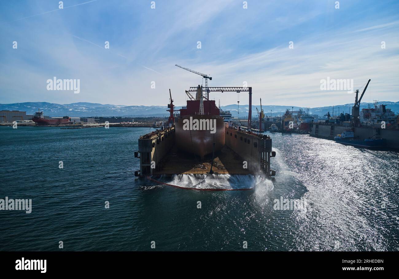 import export dock. cargo ships .beautiful cargo ship parking in port ...