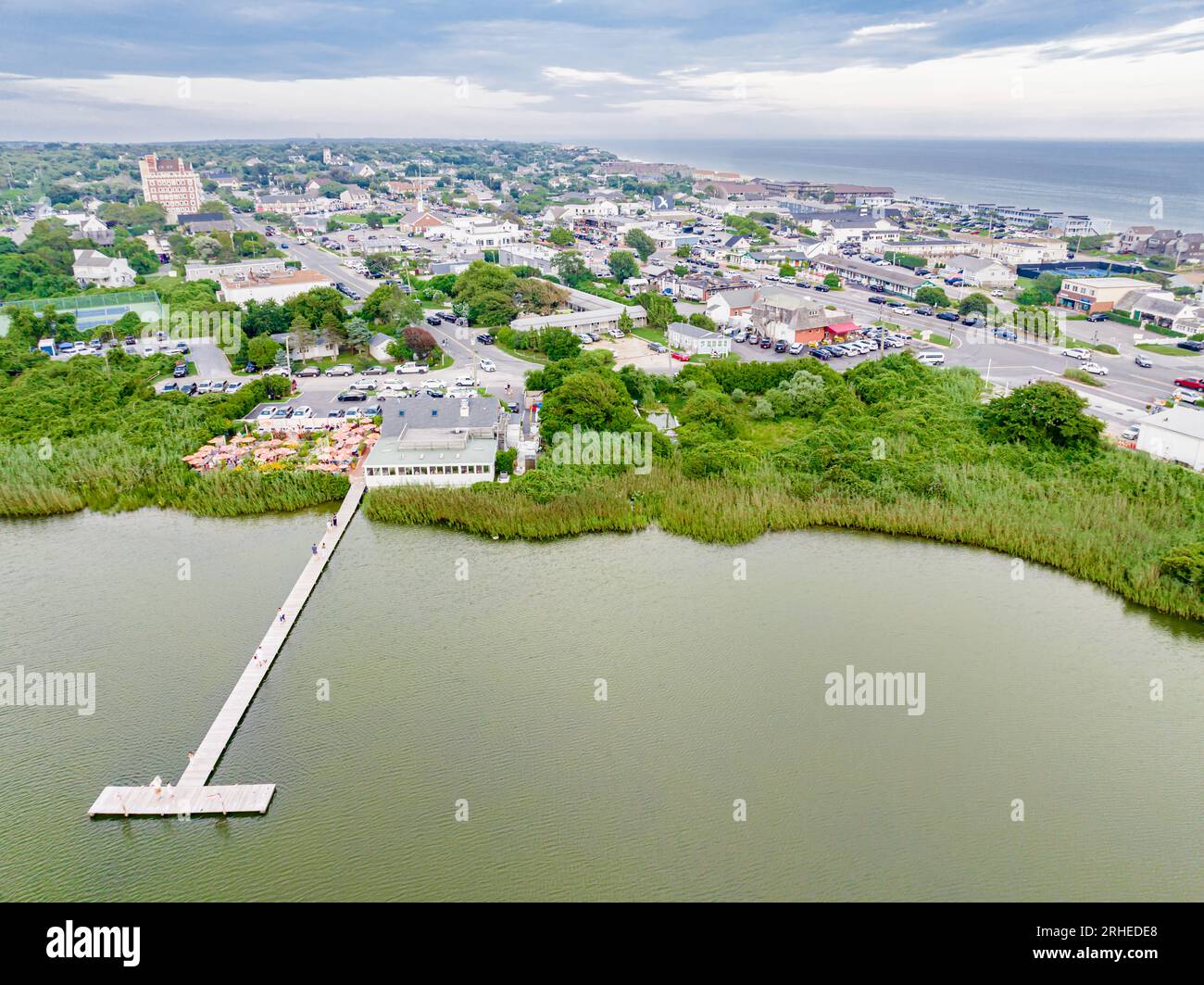Aerial view of fort pond and downtown montauk Stock Photo - Alamy