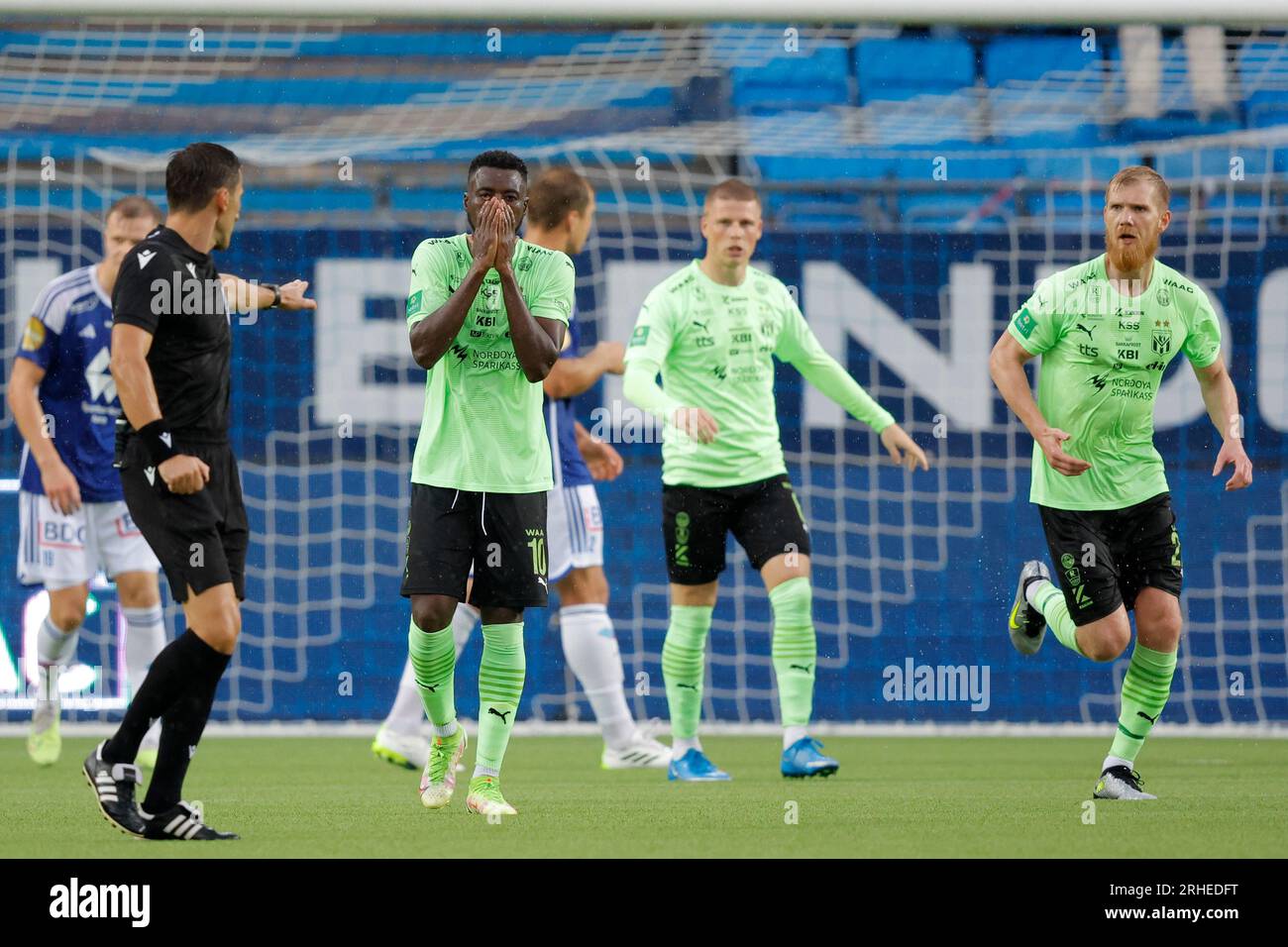 Molde 20230815.Klaksvik's Luc Kassi and Odmar Faeroe during the ...