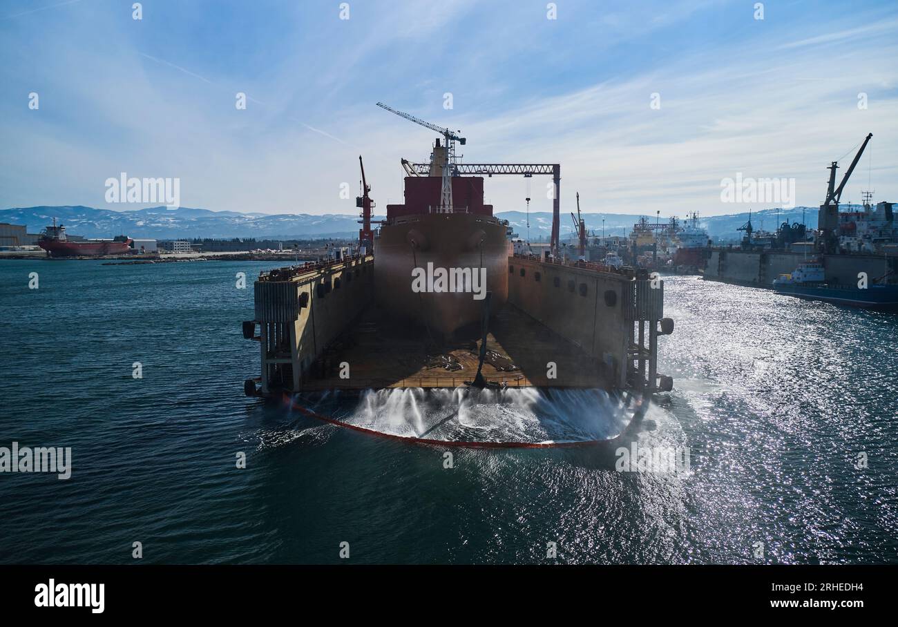 import export dock. cargo ships .beautiful cargo ship parking in port ...