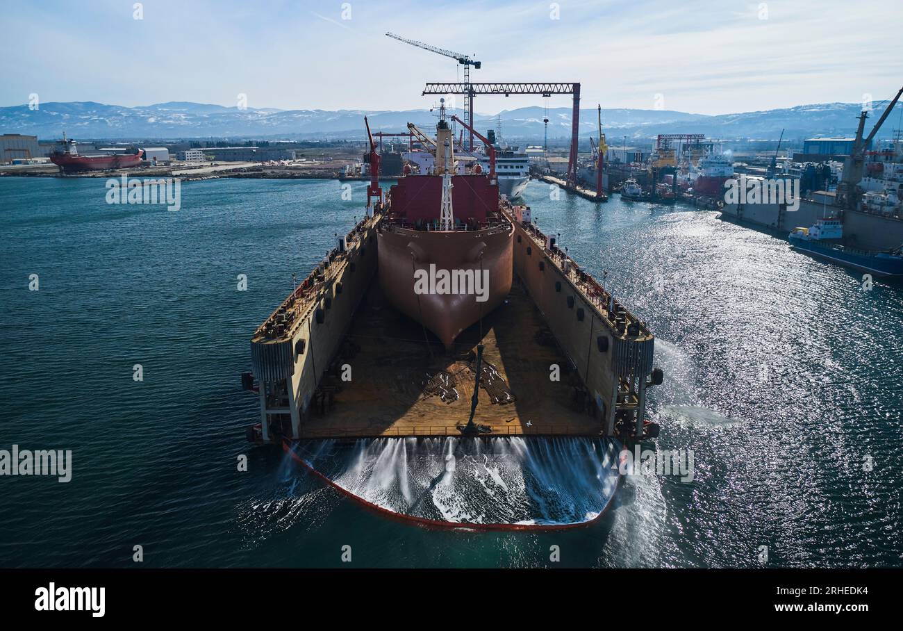 import export dock. cargo ships .beautiful cargo ship parking in port ...