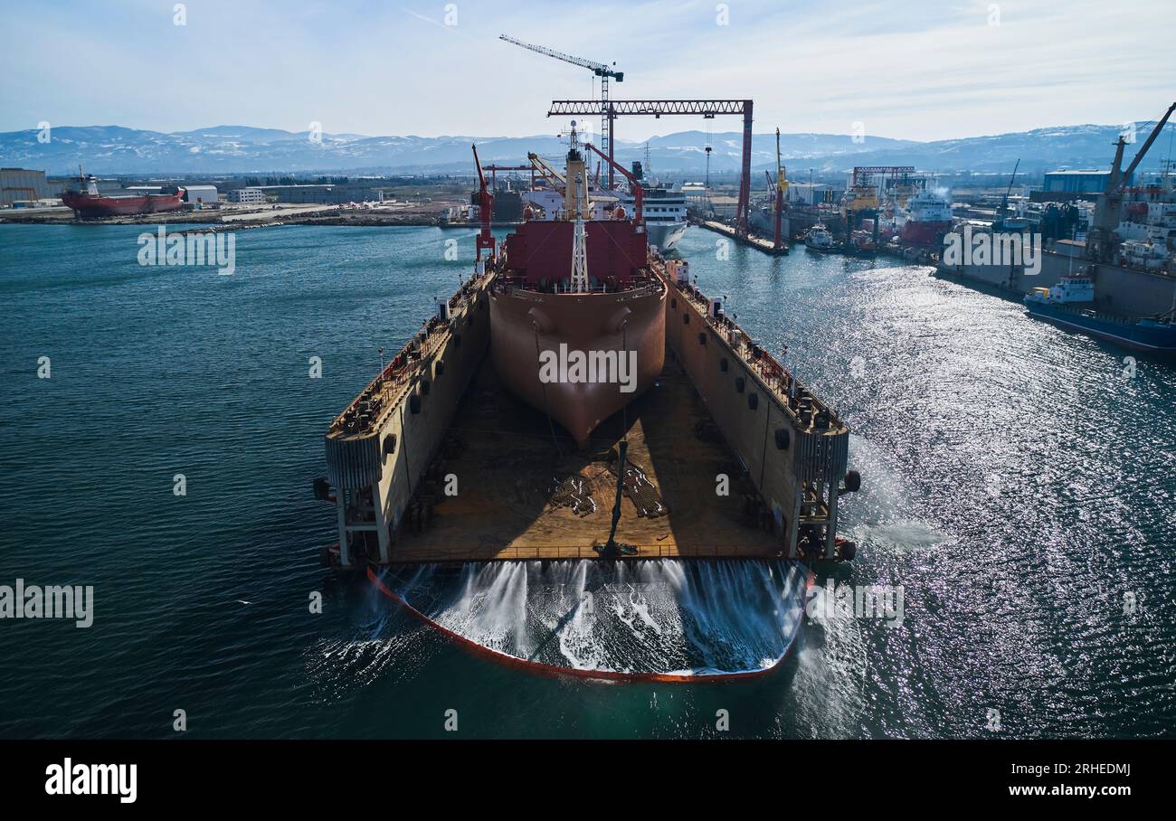 import export dock. cargo ships .beautiful cargo ship parking in port ...