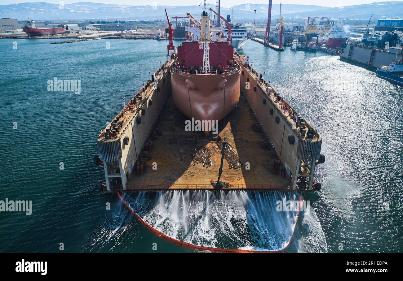 import export dock. cargo ships .beautiful cargo ship parking in port ...