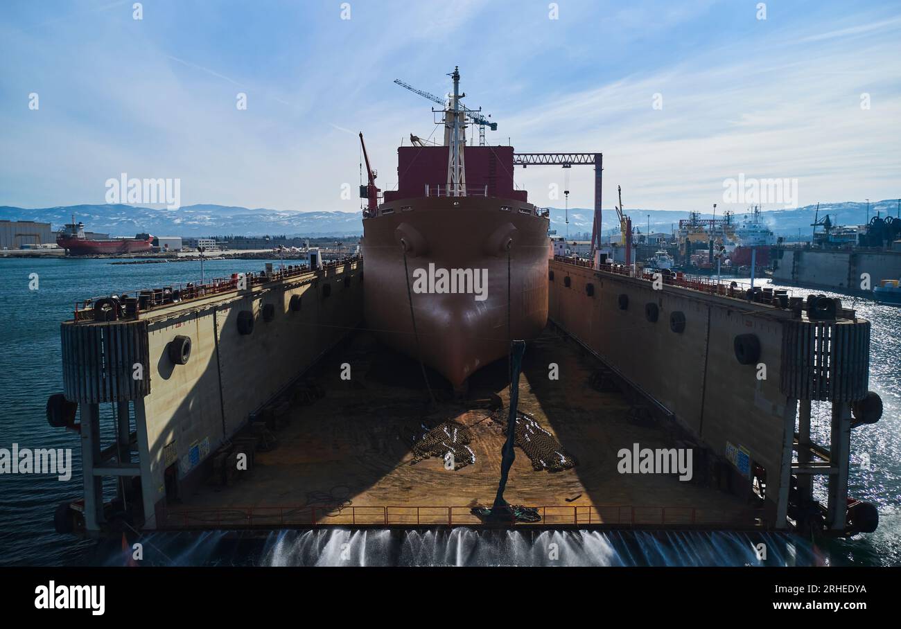 import export dock. cargo ships .beautiful cargo ship parking in port ...