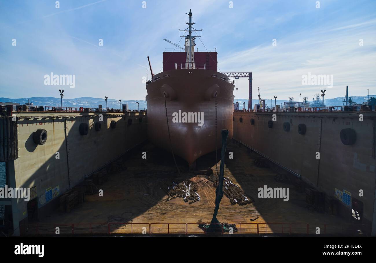 import export dock. cargo ships .beautiful cargo ship parking in port ...
