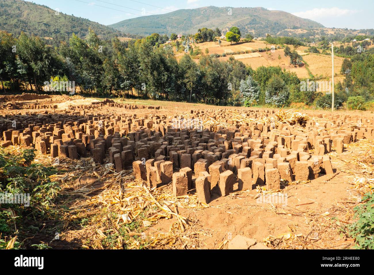 Traditional building bricks making in Mbeya Region, Tanzania Stock ...
