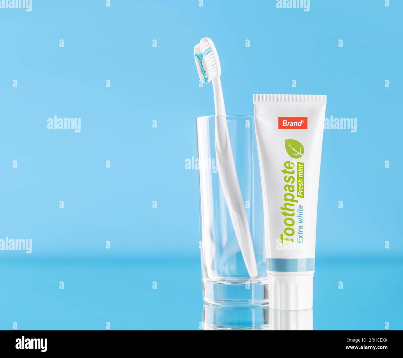 A clean and refreshing image featuring toothpaste and toothbrush ...