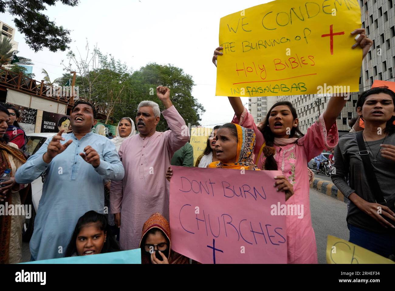 Members of Christian groups and others demonstrate to condemn the ...
