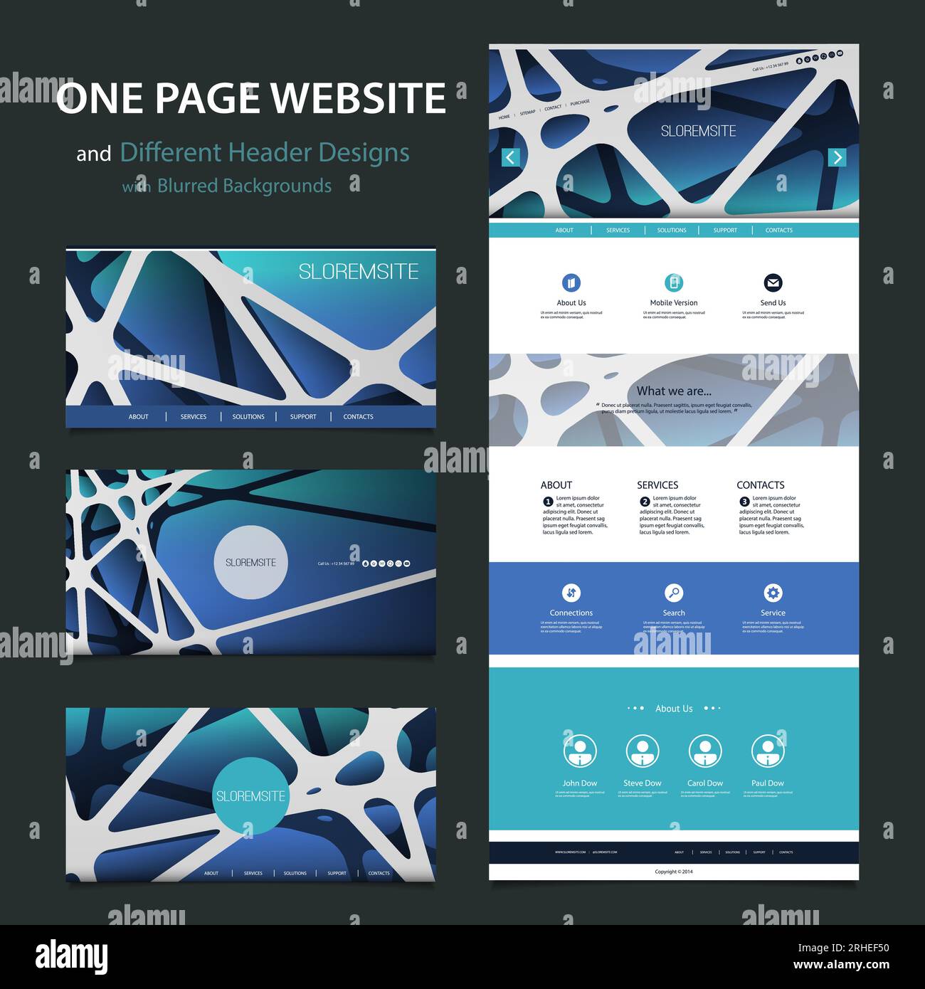 One Page Website Template and Various Header Designs with Striped ...
