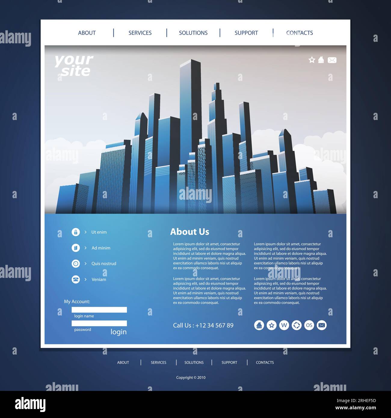 Website Design Template for Your Business with City Skyline, Tall ...