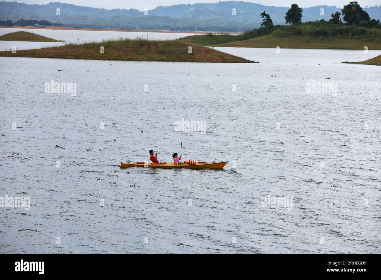 Rangamati, Bangladesh - July 25, 2023: The Bird's-eye view of Kaptai Lake in Rangamati. Kaptai ...