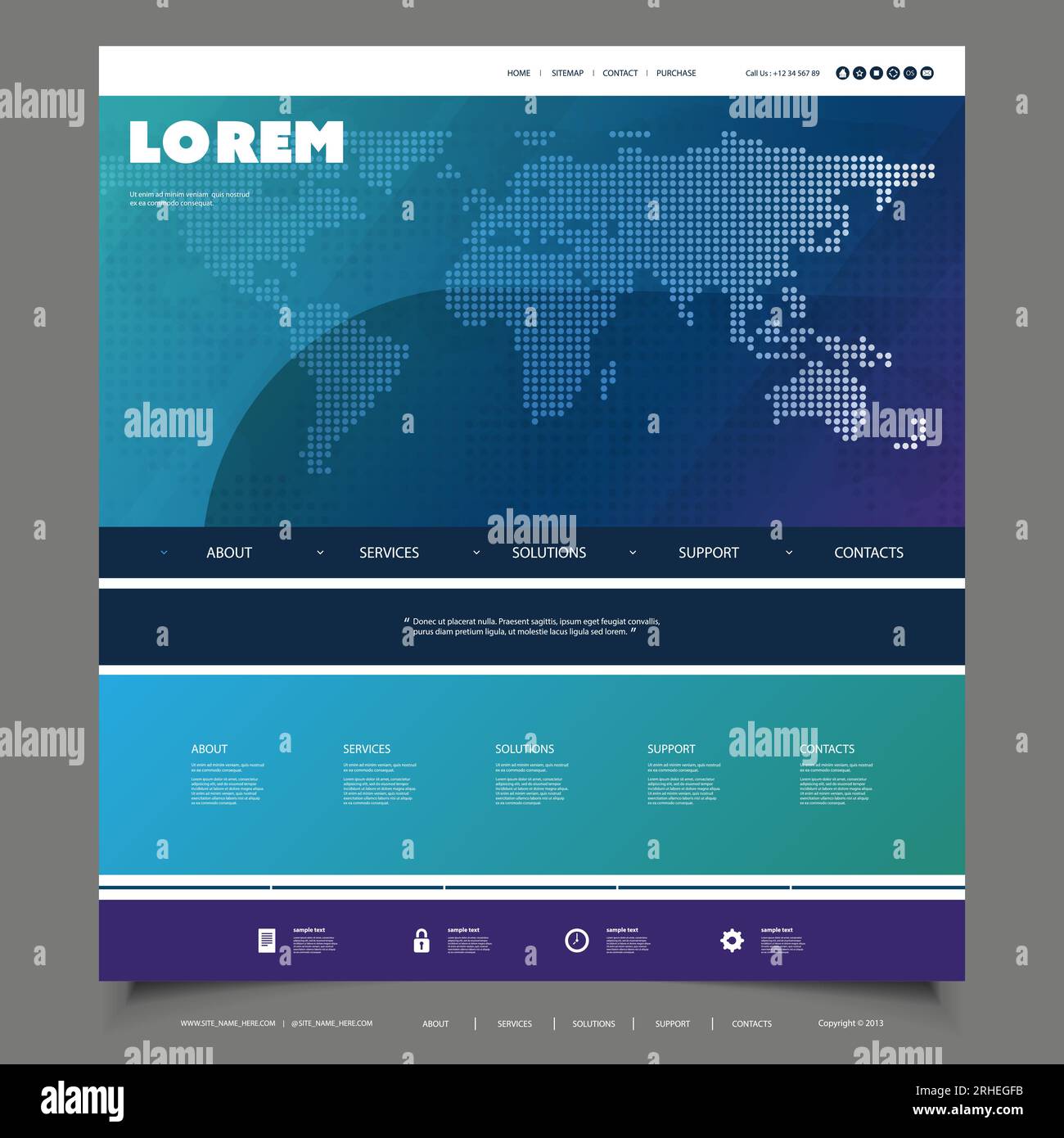 Global Business, Technology - Website Template Design with World Map ...