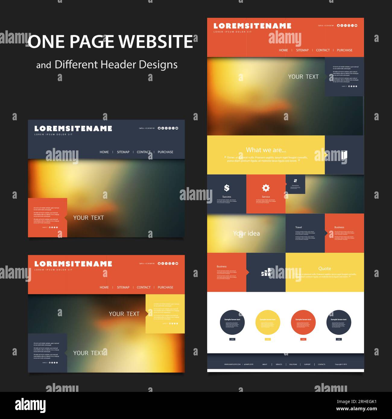 Colorful One Page Website Template - Various Header Designs with ...