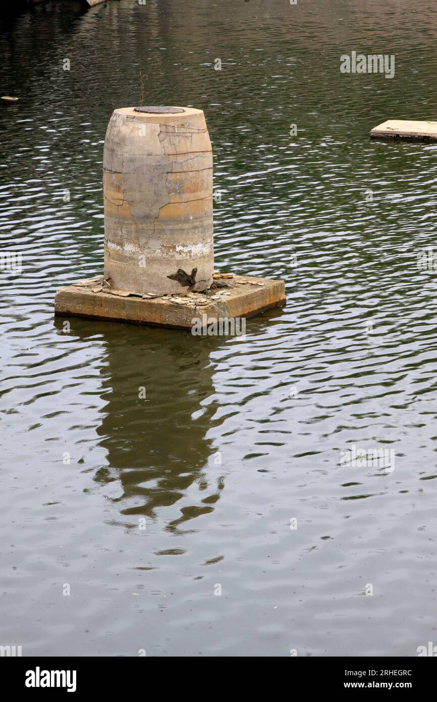 Broken concrete buildings in the river, north china Stock Photo - Alamy