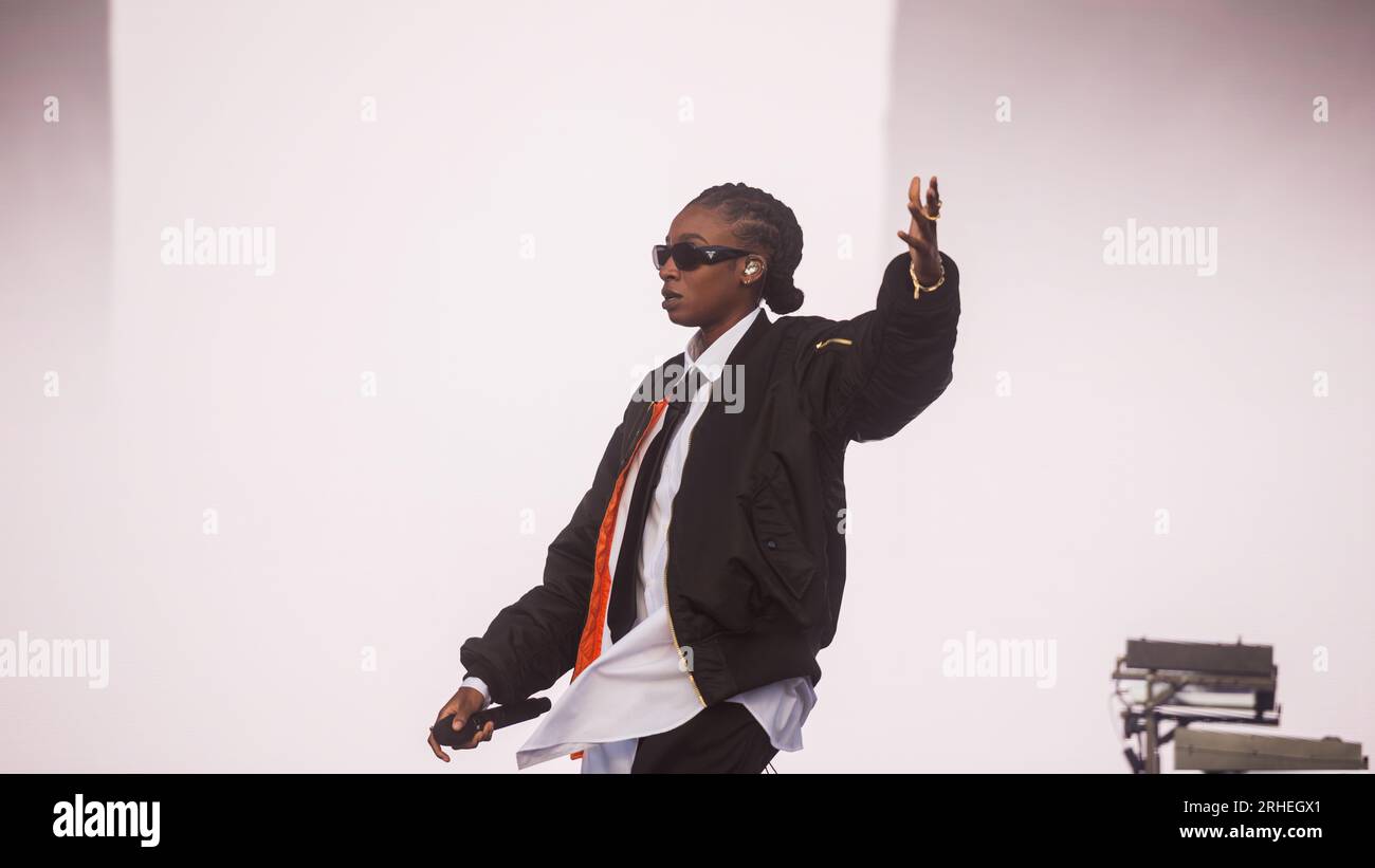 UK Rapper Little Simz performing live on the main stage at Boardmaster ...