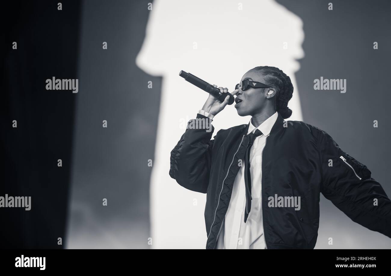 UK Rapper Little Simz performing live on the main stage at Boardmaster ...