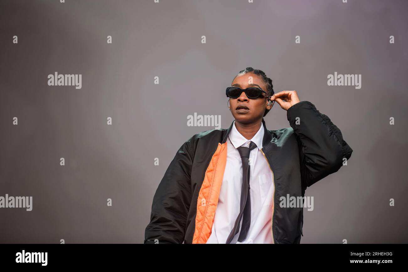 UK Rapper Little Simz performing live on the main stage at Boardmaster ...