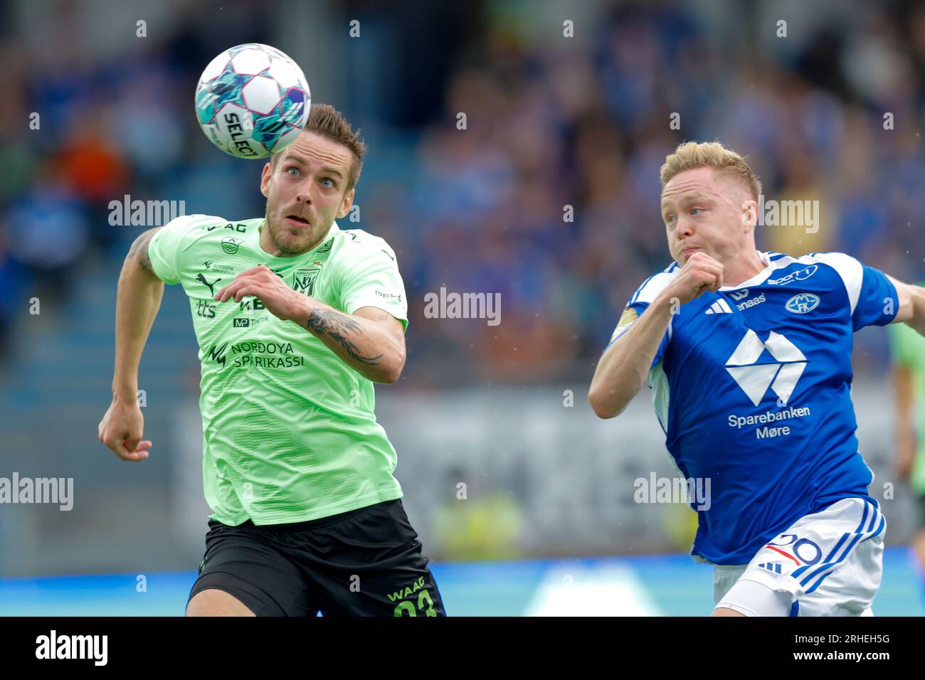 Molde 20230815.Molde's Ola Brynhildsen and Klaksvik's Heini Vatnsdal ...