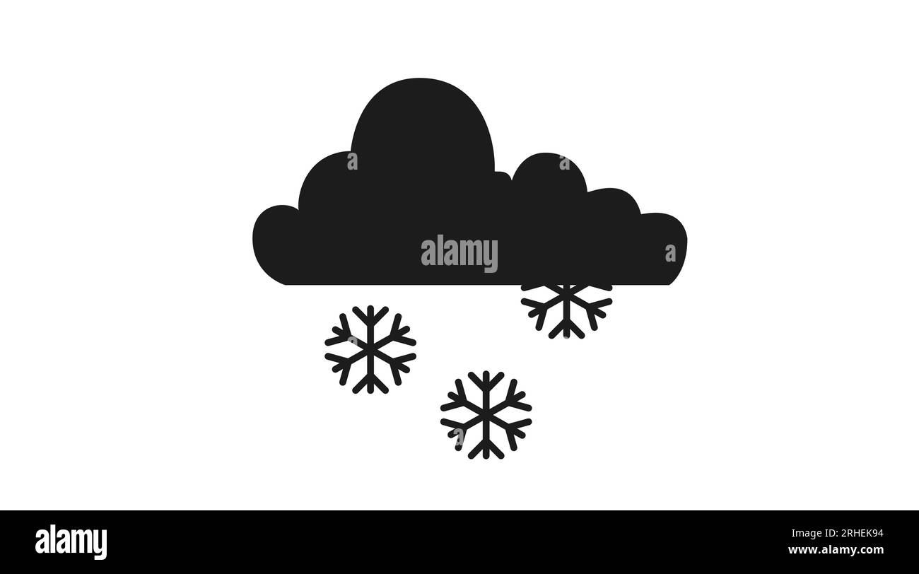 Snow Cloud Icon. Vector flat black and white illustration of a cloud ...