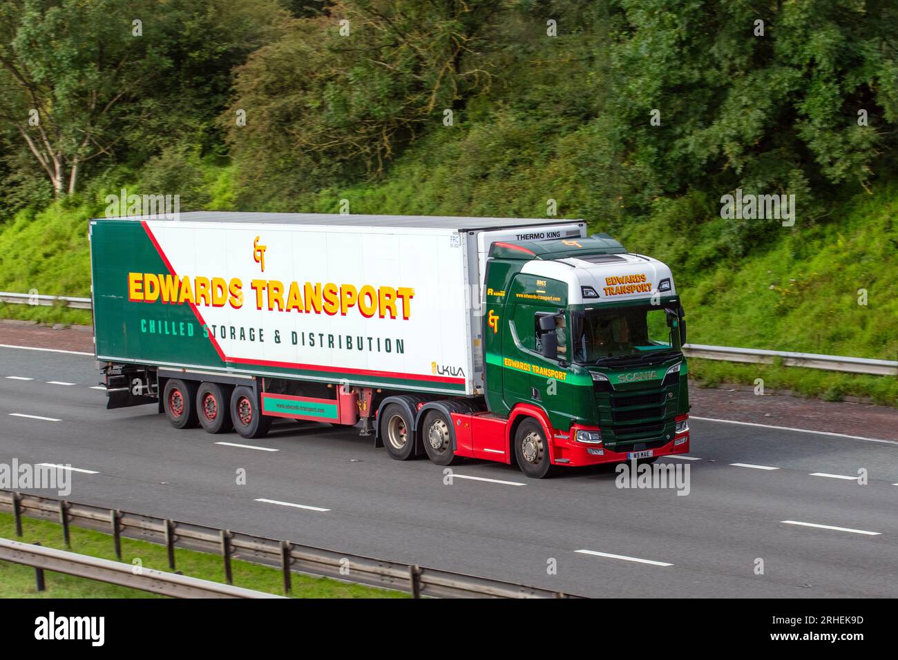 C W Edwards Transport Ltd travelling at speed on the M6 motorway in ...