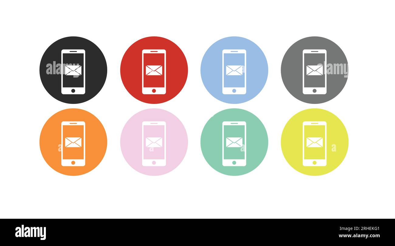 Mail Notification Icon set. Vector isolated flat illustration of a ...