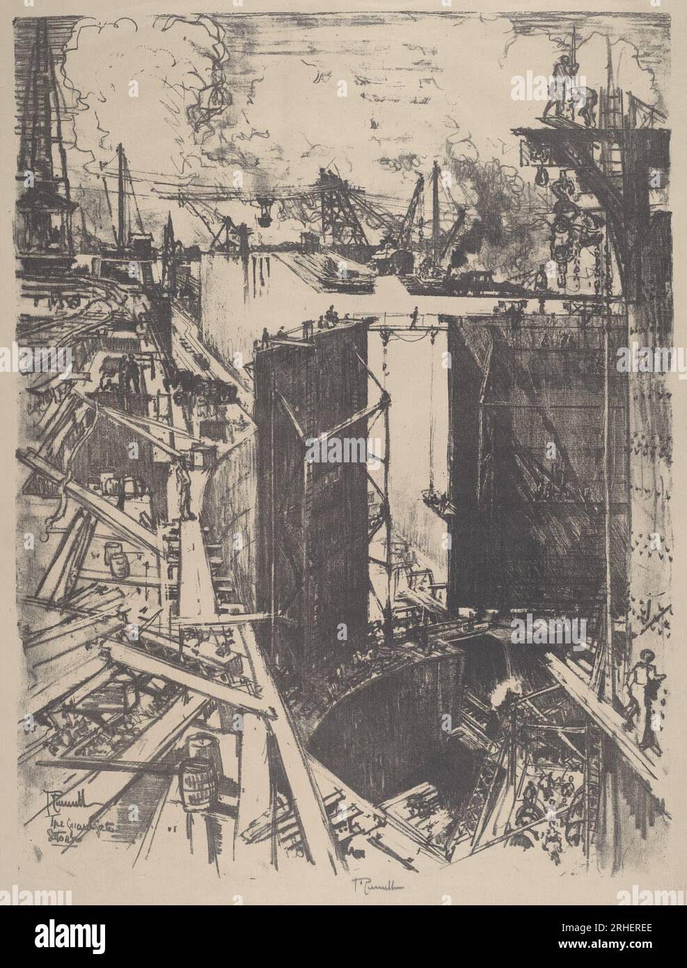 The Guard Gate, Gatun Lock 1912 by Joseph Pennell Stock Photo - Alamy