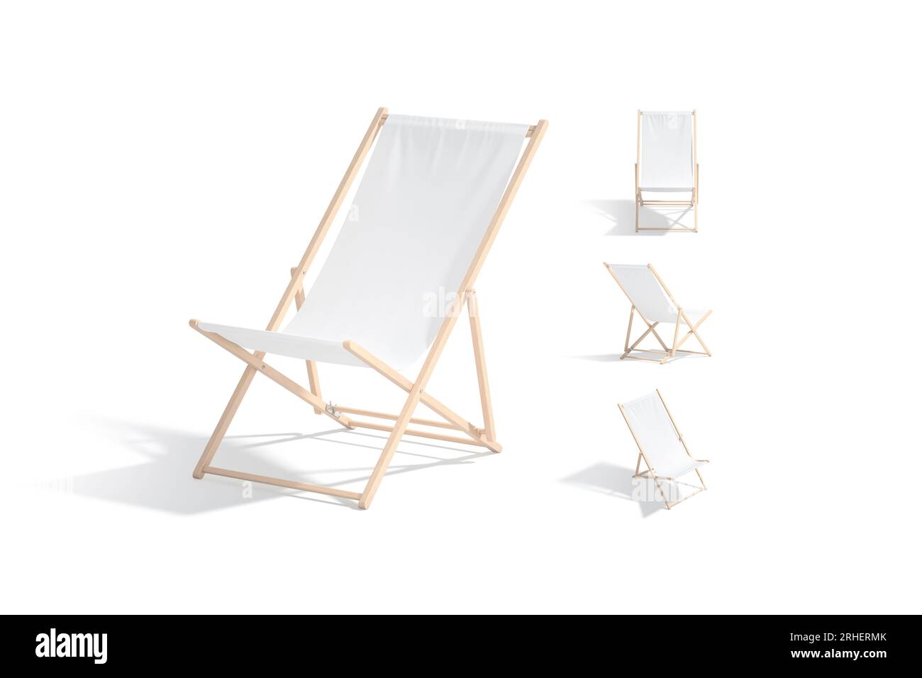 Blank white folding beach chair mockup, different views, 3d rendering ...