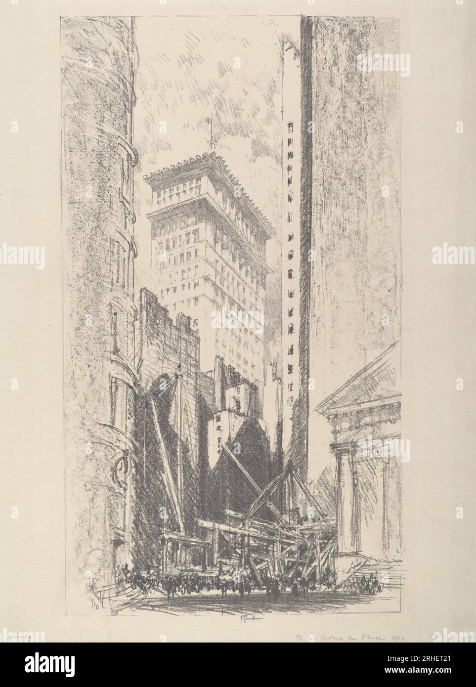 Rebuilding Broad Street 1910 by Joseph Pennell Stock Photo - Alamy