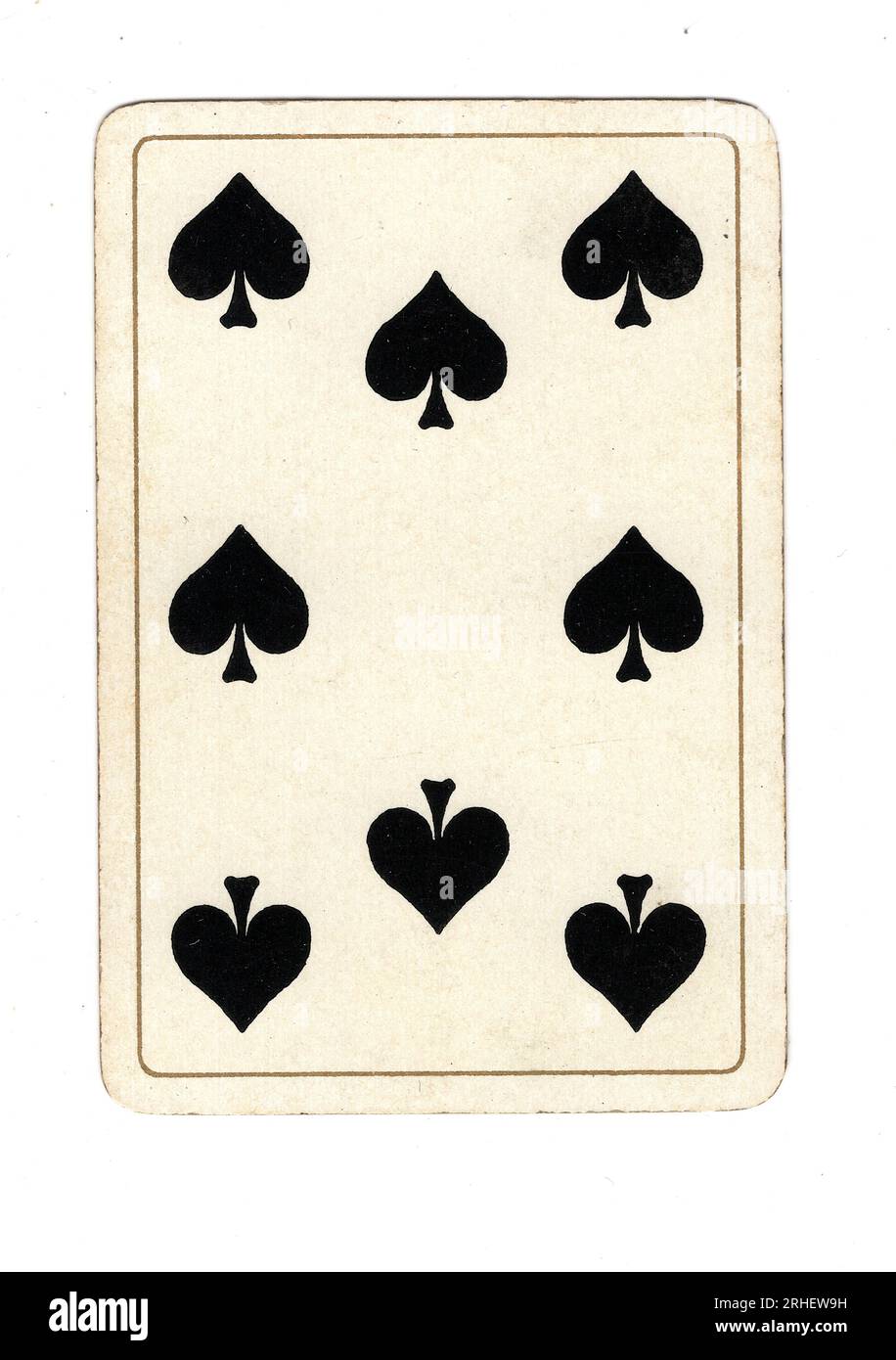 An antique eight of spades playing card on a white background Stock ...