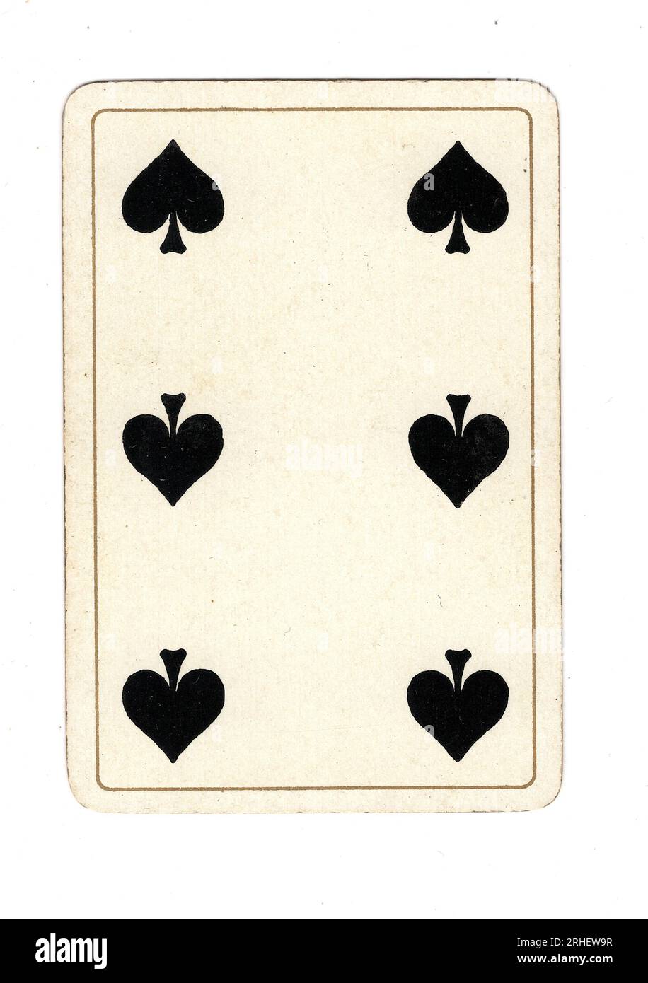 An antique six of spades playing card on a white background Stock Photo ...