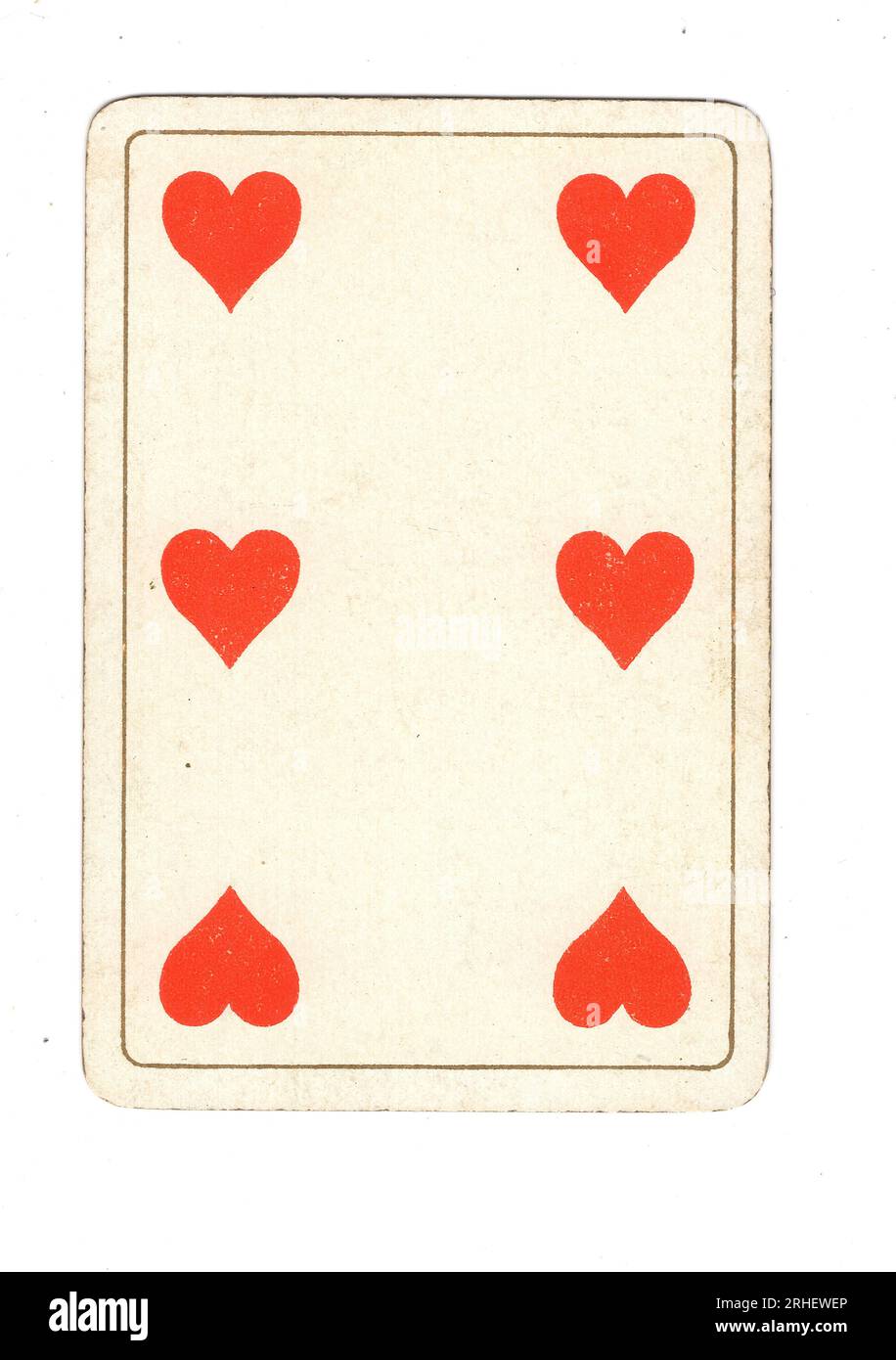 An antique six of hearts playing card on a white background Stock Photo ...